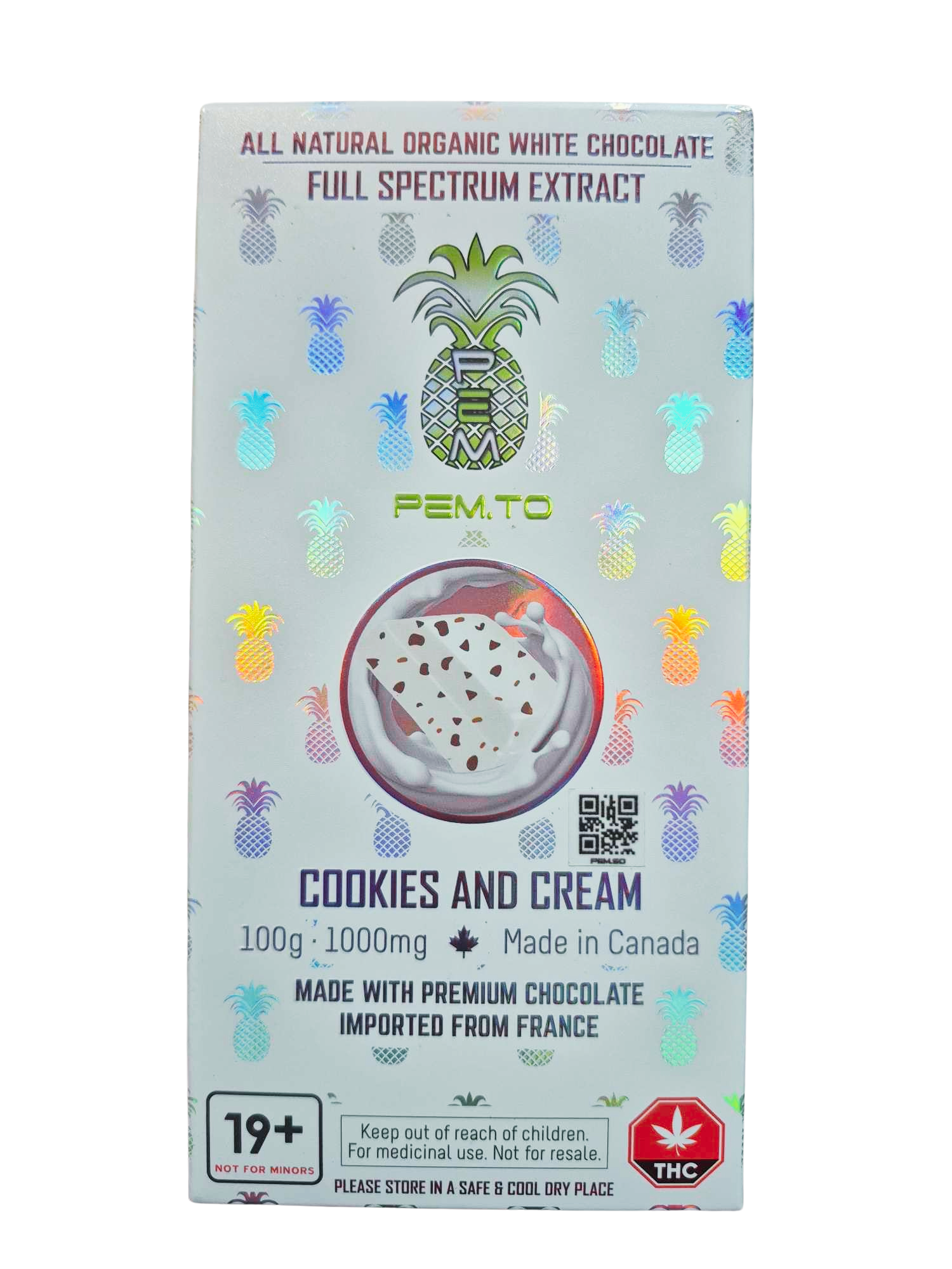 Cookies And Cream – Full Spectrum Extract Chocolate Bar – 1000mg – Primo